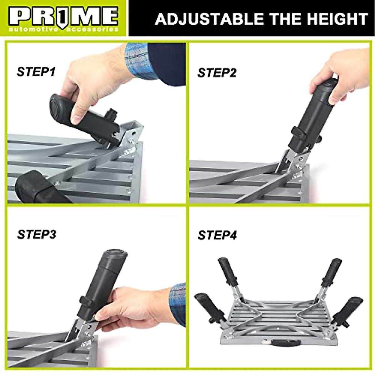 Prime 1 Safety RV Steps Extra Large Platform 19in x 14.5in Extra Size RV Folding Step Stool and Ladder, 600lbs, Height Adjustable, Aluminium with Reflective Stripe, Anti-Slip Surface and Extra Grip