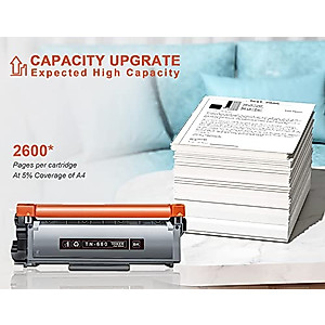 Juyudow Compatible TN-660 Toner Cartridge Replacement for Brother TN660 TN630 TN-630 High Yield for HL-L2300D HL-L2380DW HL-L2320D DCP-L2540DW MFC-L2700DW MFC-L2685DW Printer (2 Packs, Black)