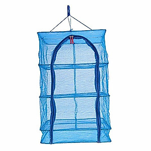 Docooler 4 Layers Meat Drying Net Drying Rack Net Folding Vegetable Fish Dishes Mesh Hanging Drying Net with Zipper Blue 40 40 65cm