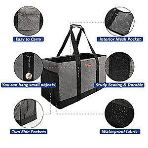 Reusable Grocery Bags Extra Large Tote Bag with Carrying Handles and Reinforced Bottom Heavy-Duty Oxford Fabric Moving Bags for Storage Space Saving Grey