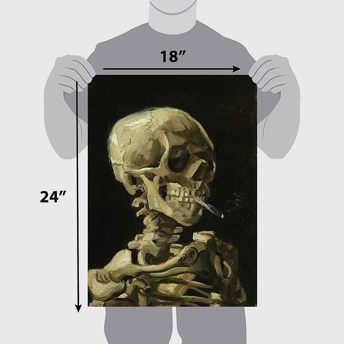 Palace Learning Vincent Van Gogh (Skull with Cigarette, 1885) Art Poster Print - 18 x 24 LAMINATED - Van Gogh Skeleton
