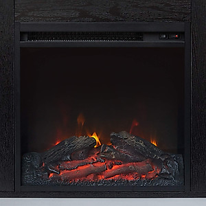 Teamson Home Lainey 54" Wooden Entertainment Center with Fireplace, Two Glass Door Cabinets, Black