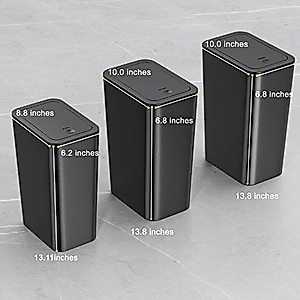 NetDot Bathroom Trash Can with Lid 3 Pack Set, 2 Packs 3.4 Gal 13L Slim Kitchen Trash Can and 1 Pack 2.6Gal 10L Garbage Can, Small Trash Can/Trash Bin/Waste Basket for Bedroom (Black, Pack of 3)