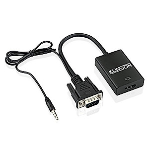 KUNSON VGA to HDMI Audio USB Conversion Cable, Slim Design, No Power Adapter Required, Supports Plug and Play, Suitable for Most Electronic Devices