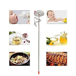 QIJING 12 inch Food Thermometer Instant readout, Long Handle with Stainless Steel Clip, no Batteries Required, Frying Thermometer for Grill, Grill Meat, Milk Foam