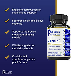 Premier Research Labs Allicidin - Garlic Allicin Supplement, Garlic Supplements, Garlic Pills, Allicin Extract, Garlic Extract, Odorless Garlic Capsules, Immune Support - 60 Vegetarian Capsules