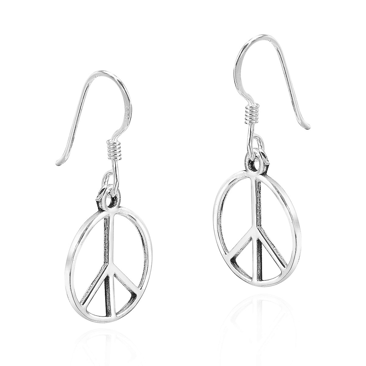 AeraVida 925 Sterling Silver Peace Symbol Dangle Earrings | Minimalist Fashion Earrings for Women