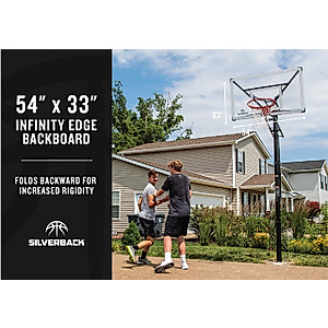 Silverback NXT 54" In-Ground Basketball Hoop with Adjustable-Height Backboard and QuickPlay Design , Black
