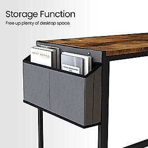 AWQM Computer Desk 39-Inch Writing Desk Home Office Small Study Workstation Industrial Style PC Laptop Table with Storage Bag and 4 Hanging Hooks