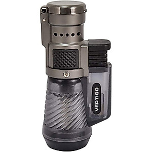 Vertigo by Lotus Cyclone Triple Torch Cigar Lighter Charcoal 2 Pack with FESS 62R V Cut Cigar Cutter (Charcoal)