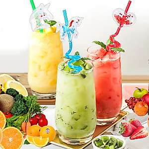 24 PCS Glitter Straws,Unicorn Heart Shaped Sparkly Drinking Straws,Reusable Drinking Plastic Straws Unicorn Rainbow Heart Cloud Shaped Design,Unicorn Party Favors for Kids Girls Pool Party Decorations