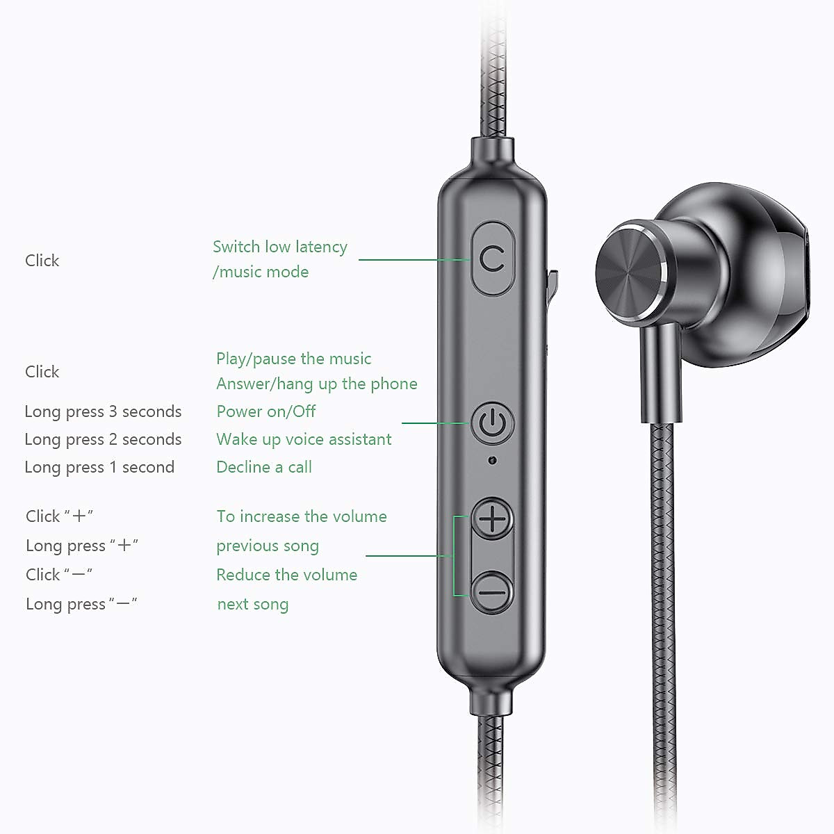 Bluetooth Headphones Neckband,100 Hours Long Battery Life,Built-in Noise Cancelling Microphone,Wireless Neckband Headset for Sports Behind Neck Headphones Stereo for Android Waterproof Neck Headset