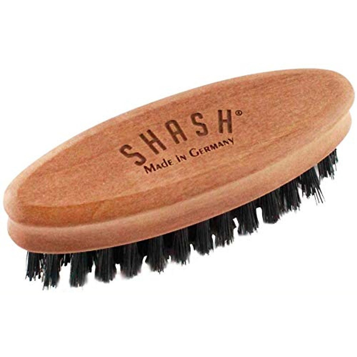 Made in Germany - SHASH Smooth 100% Boar Bristle Beard Brush, Naturally Conditions and Softens Hair - Portable, Eases Itch and Irritation, Supports Healthy Growth, Eco-Sourced