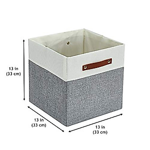 DECOMOMO 13 inch Cube Storage Bins 13 X 13 Storage Cubes, Fabric Cube Storage Bin for Clothes Toys Books Shelves Closet Bedroom Bathroom Nursery (Grey and White, 4pcs)