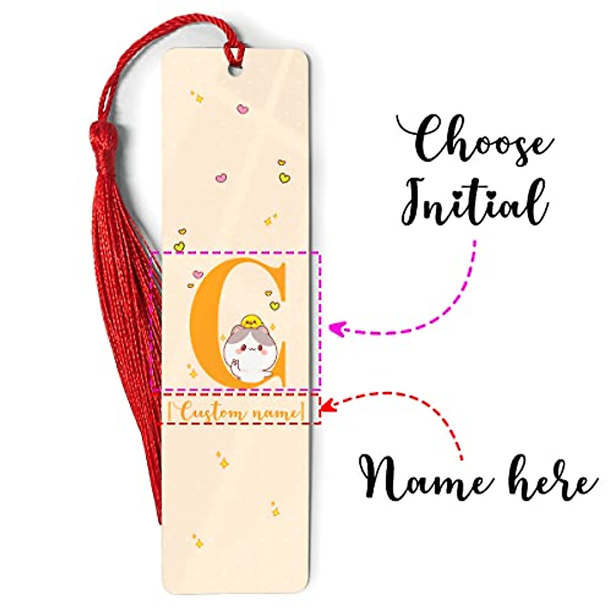 GOLEEX Personalized Initial Bookmark Cat Magnetic Bookmarks Customized Name Letter Page Markers Cute Reading Gifts for Book Lovers Kids Women Girls Students Adults at Christmas