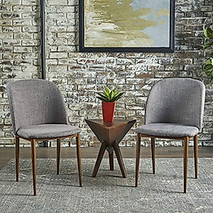 Christopher Knight Home Anastasia Fabric Dining Chairs, 2-Pcs Set, Light Grey / Light Walnut