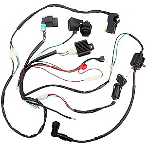 DKIIGAME Electric Start Engine Wiring Harness Coil CDI Solenoid Relay for50cc 70cc 110cc 125cc 4 Stroke ATV Pit Quad Dirt Bike Go Kart Scooter Buggy