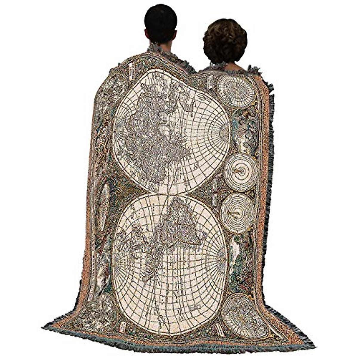 Pure Country Weavers Old World Antique Map Blanket - Fine Art Gift Tapestry Throw Woven from Cotton - Made in The USA (72x54)