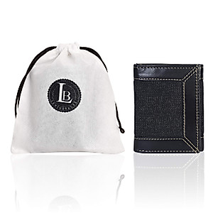 Denim Men's Trifold Designer Wallet - Sleek and Slim Includes ID Window and Credit Card Holder by Leatherboss