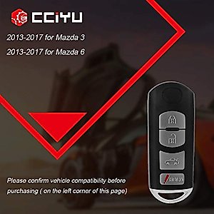 cciyu X 2 Flip Key Fob (SHELL CASE) 4 buttons Replacement for 13 14 15 16 17 for Mazda 3 6 Series with FCC SKE13D