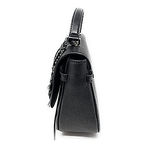 Michael Kors CASSIE Large TH Satchel Leather Handbag Bag, Black/Floral