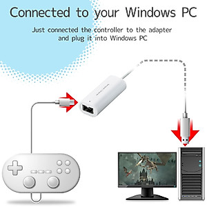 ELECOM Gamepad Converter for Wii Controllers, Support Wii Game Classic Controller and Classic Controller Pro, Only Compatible with Windows PC 39 inch Cable Length (JC-W01UWH)