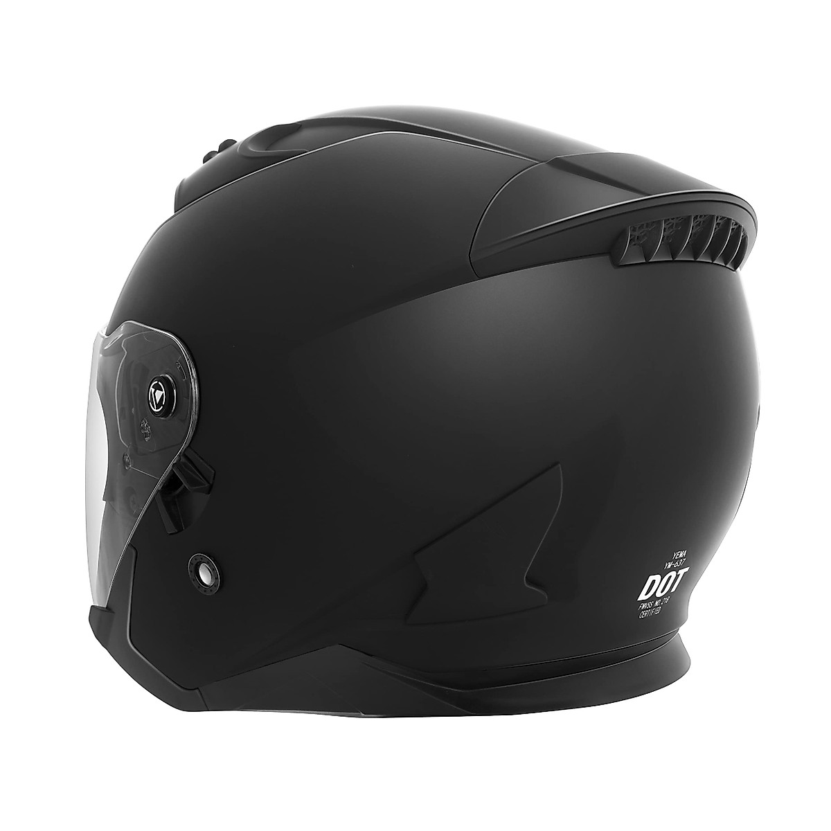 Motorcycle Open Face Helmet YEMA YM-637 DOT Approved 3/4 Half Helmet with Sun Visor for Adult Men Women - Matte Black,Medium