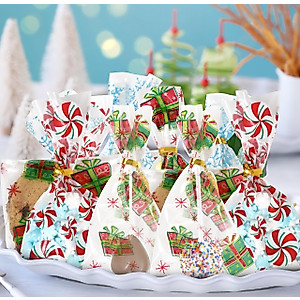 Gift Boutique 600 Small Christmas Treat Bags 3" x 5" with 600 Twist Ties Holiday Plastic Cellophane Bag for Making Your Own Lollipop Cake Pops Candy Lolly Chocolate & Cookies Easy Gift Wrapping Cello