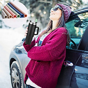 Silicone Straws Set, Including 6pcs Silicone Straws and 1pc Cleaning Brush, 12.6 inch Length Cuttable Long Straws Reusable Replacement Straws for Stanley 40 oz