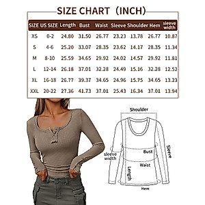 Kissfix Womens Long Sleeve Shirts Going Out Fall Clothes Casual Henley Tops Ribbed Knit Blouses Fashion Trendy Outfits A Black S