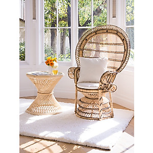 KOUBOO Grand Pecock Retro Peacock Chair in Rattan with Seat Cushion, Natural Color, Large