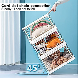 Clear Storage Bin with Lid 3 Pack 【Stackable & Sturdy】Plastic Bins for Storage, Multifunctional Folding Storage Bins for Bedroom, Living Room, Study, Toy Room, 22 QT Folding Box with Magnetic door