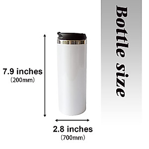 MR.R 15oz Sublimation Blanks Tumbler with Lid,Stainless Steel Double Wall Vacuum Insulated Travel Water bottle Straight Mug,Durable Powder Coated Coffee Cup,White, 450ml