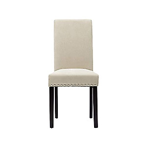 LSSPAID Dining Chairs, Fabric Padded Dining Room Chairs, Nail head Trim Dining chair, Beige, Set of 4