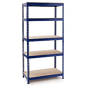 Tangkula 5-Tier Steel Storage Shelves, 73” Heavy Duty Garage Shelf with Adjustable Shelves, Boltless Shelving Unit for Free Combination, Metal Muscle Rack for Home Office Garage (1, Blue)