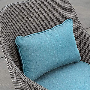 Royal Garden Patio Set - 4 Piece Patio Set - Deep Seating Wicker Outdoor Patio Set - Waikiki Collection - Conversation Set Patio Furniture - Grey/Teal