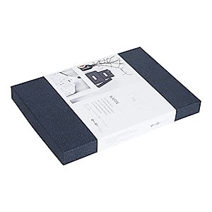 Bigso Karin KD Collapsible Storage Box | Photo Storage Box with Labelframe for Easy Identification | Simple Assembly without Tools | Decorative Storage Boxes with Lids | 8.9″x12.4″x5.4″ | Blue