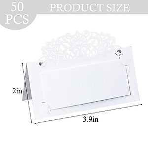 Ecrifrion Laser Cut Wedding Place Cards 50 Pcs Hollow European Lace Tented Name Cards Folded Table Setting Cards for Wedding Anniversary Baby Shower Bridal Shower Birthday Banquet Party