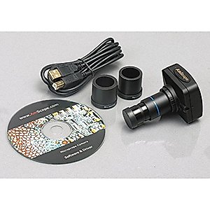 AmScope T690C-8M Digital Trinocular Compound Microscope, 40X-2500X Magnification, WH10x and WH25x Super-Widefield Eyepieces, Infinity Objectives, Brightfield, Kohler Condenser, Double-Layer Mechanical Stage, Includes 8MP Camera with Reduction Lens and Sof