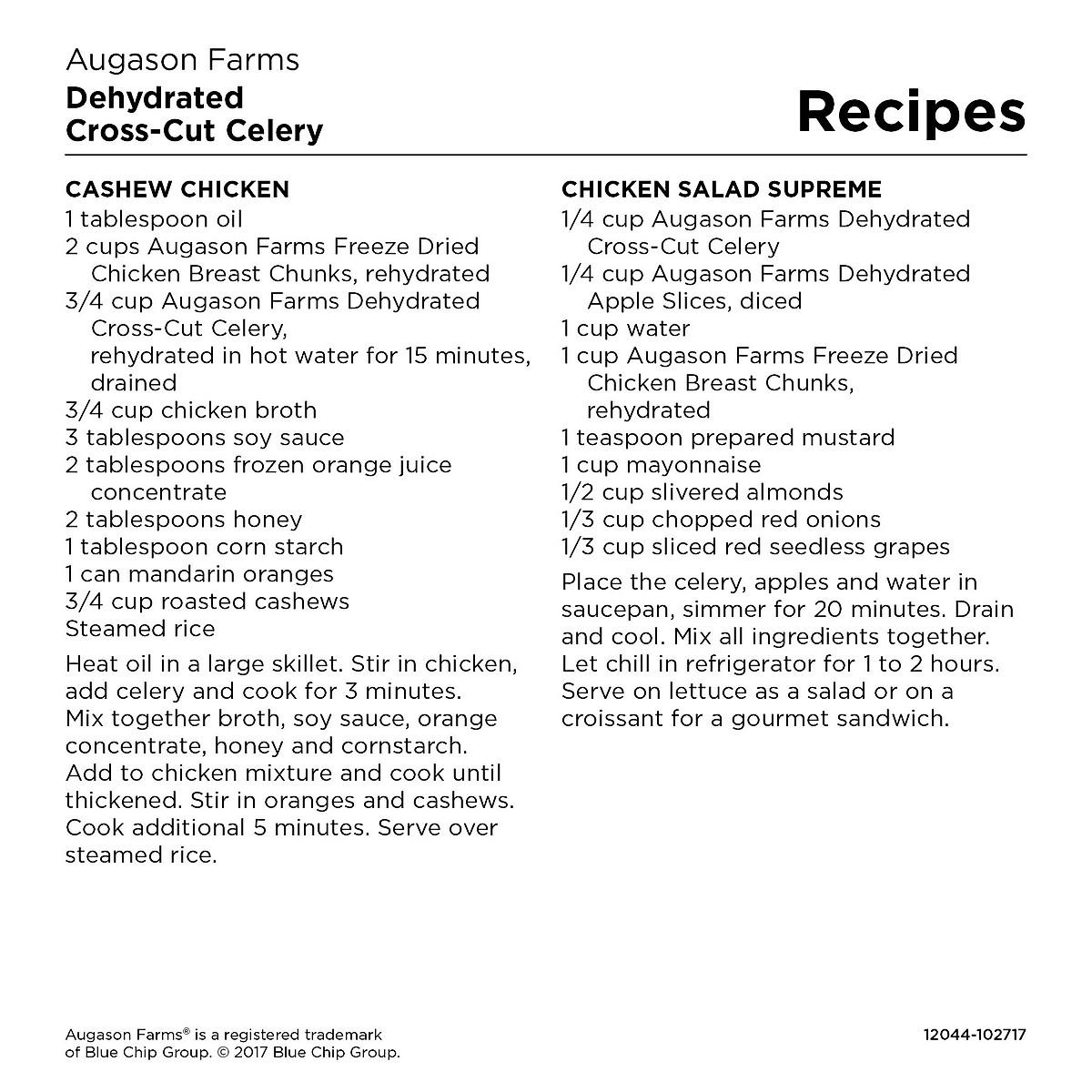 Augason Farms Dehydrated Cross Cut Celery 1 lb 2 oz No. 10 Can