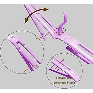 Fineget Travel Hangers with Clips Foldable Plastic Clothes Coat Shoes Socks Shorts Skirt Shirt Hangers Non Slip Heavy Duty Hangers Purple 4 PCS + 8 Clips