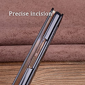 YAGELANG Case for Samsung Galaxy Z Fold 3, Clear View Window Durable Flip Genuine Leather Case Business Shockproof Scratch Resistant Protective Phone Cover 5G 2021,B Yellow