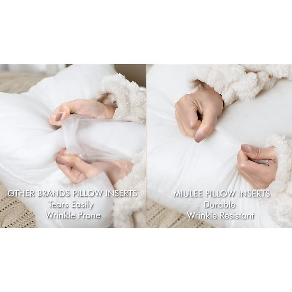 MIULEE 18x18 Pillow Inserts Set of 2, Square Decorative Throw Pillows Premium Fluffy Pillow Forms Sham Stuffer for Living Room Sofa Couch Bed