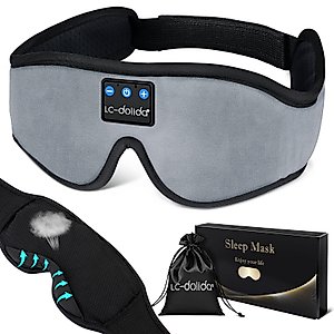 LC-dolida Sleep Headphones Bluetooth Sleep Mask,3D Wireless Music Eye Mask Bluetooth Headband Sleeping Cover Mask for Side Sleepers, Nap, Insomnia, Air Travel, Meditation, Tech Gadgets Unique Gifts