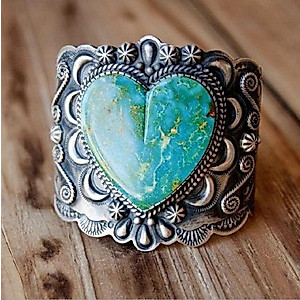 LRGKMCWTOB 925 Sterling Silver Ring Climbing Love Turquoise Cut Natural Turquoise Bridal Ring Women's Ring Jewelry Birthday Proposal Hollow Engagement Party Band Rings Size 6-10 (Stze 8)