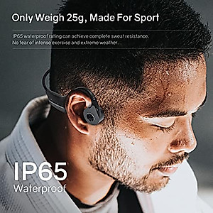 ELIBOM Bone Conduction Headphones, Waterproof Open-Ear Headphones, 9+Hours Music & Call, Wireless Bluetooth Earphones with mic, 25g Sports Headset, Arm Bag Included