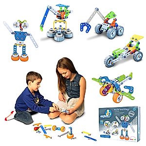 Jr. Engineer - Robot & Airplane | Junior Educational Stem Learning Construction Set for Boys & Girls 5+ Years | 150 Piece Creative Engineer Set (Tools Included), Build 5 Models & More!