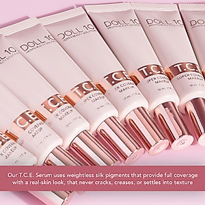Doll 10 T.C.E. Super Coverage Serum Makeup - Full Coverage Foundation Color Correcting Brightening (Light)