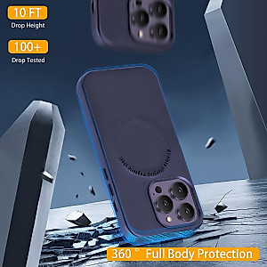 THMEIRA Compatible with iPhone 14 Pro Max Leather Case [ Compatible with MagSafe ] with Magnetic Wallet Card Holder [ PU Leather ] [ Slim Fit ] with Tempered Glass Screen Protector - Ink