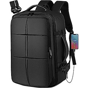 Travel Backpack, Carry On Backpack Flight Approved with USB Charging Port, Extra Large Backpack, 40L Expandable Waterproof Business Luggage Casual Bag Fits 17 Inch Laptops, Travel Gifts for Men Women